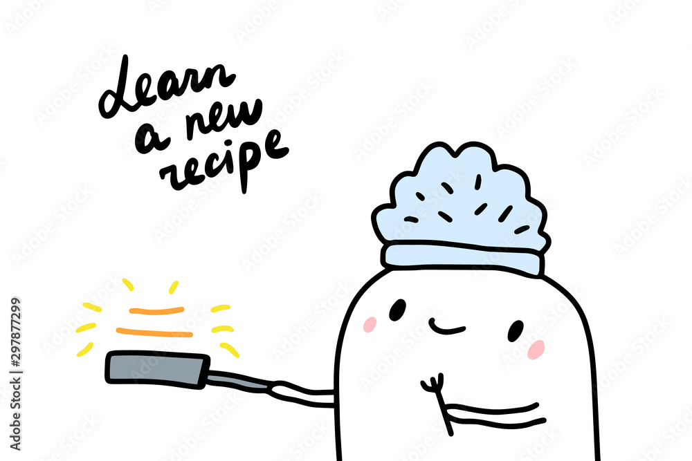 Learn a new recipe hand drawn vector illustration in cartoon comic ...