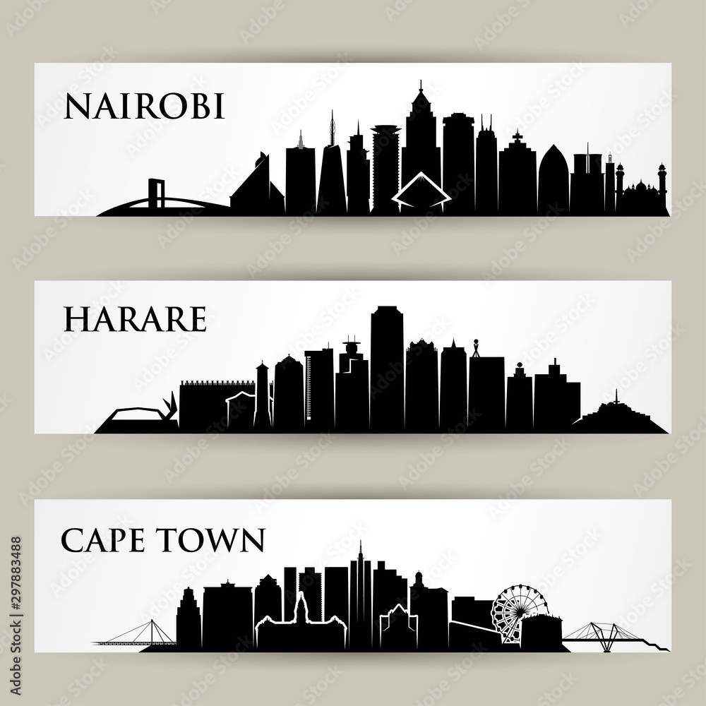 Poster African cities skylines - vector illustration – Wall Art | UkPosters