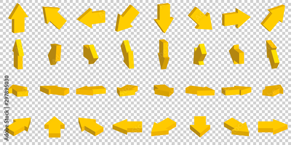 3d yellow arrow on white background Stock Vector | Adobe Stock