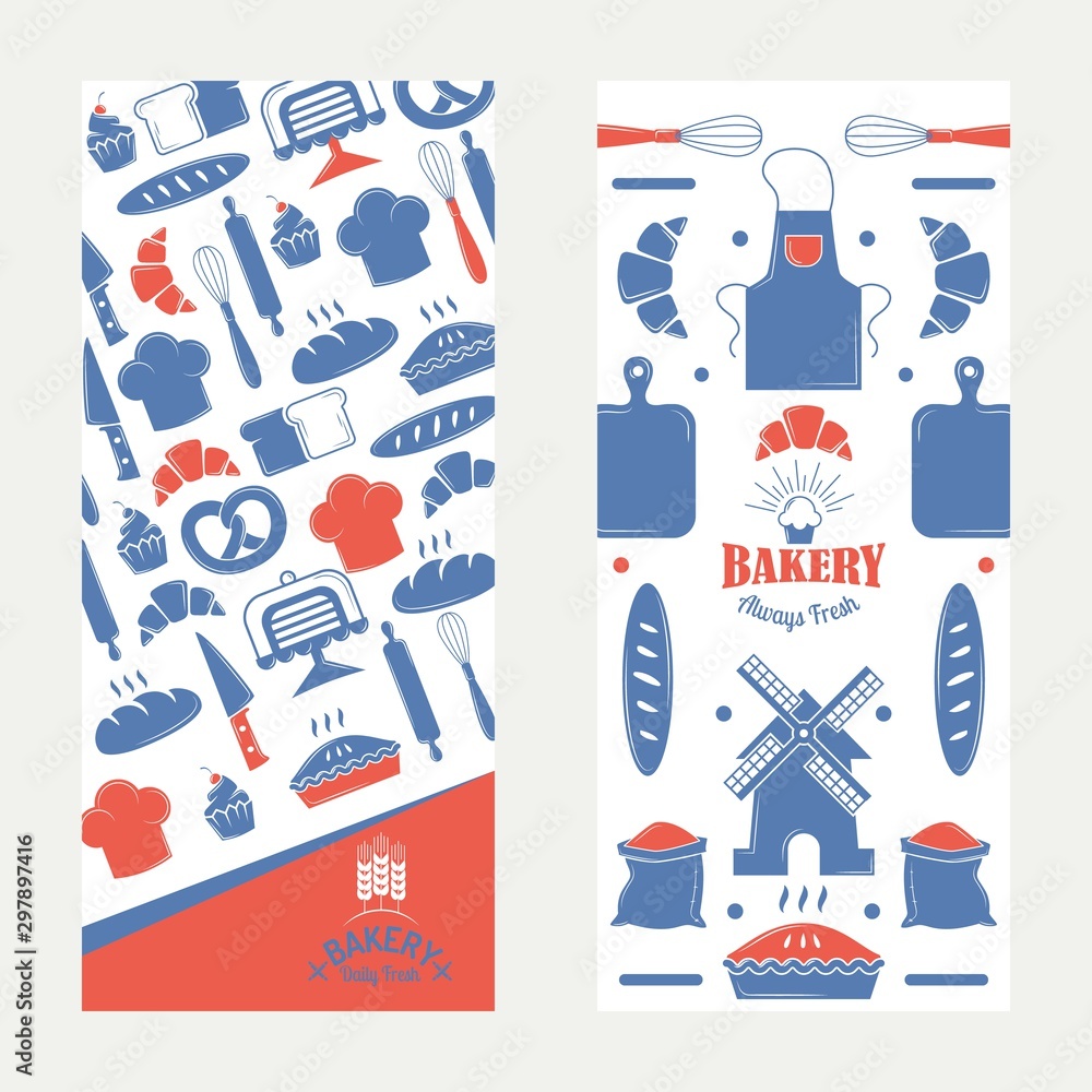 Bakery banner, vector illustration. Bakehouse production package ...