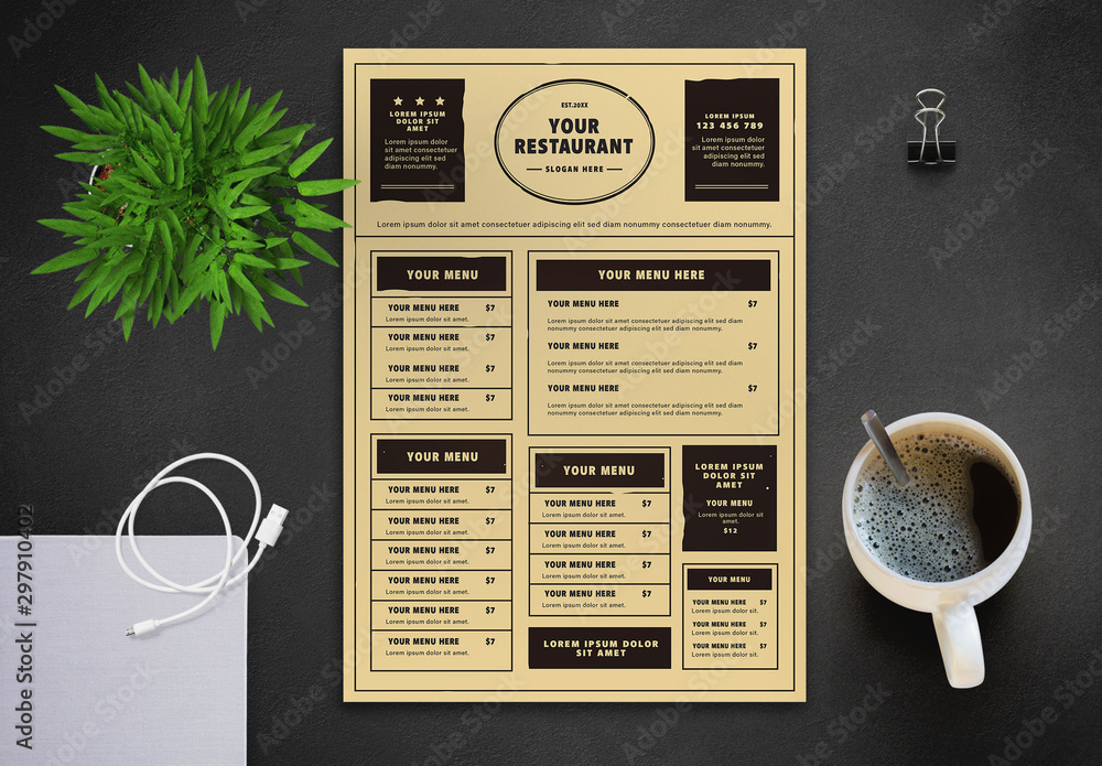Vintage Menu Layout Stock Template | Adobe Stock