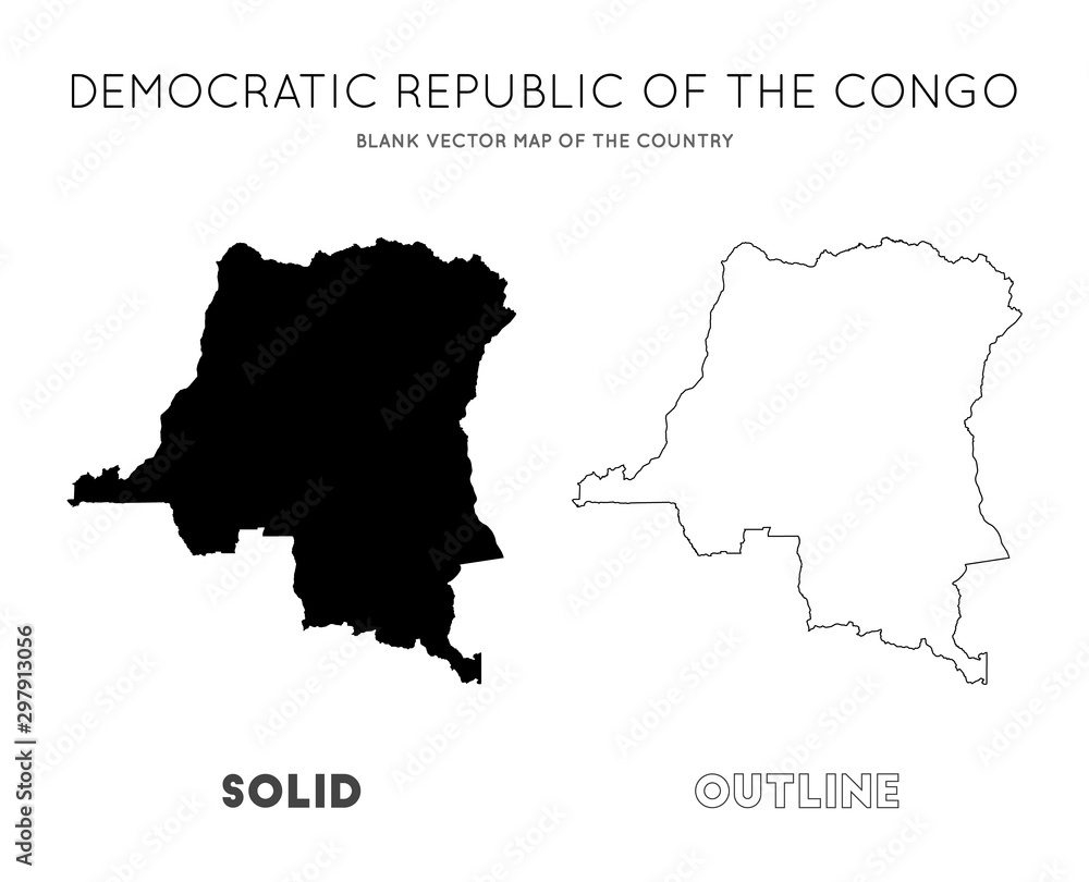 DR Congo map. Blank vector map of the Country. Borders of DR Congo for ...