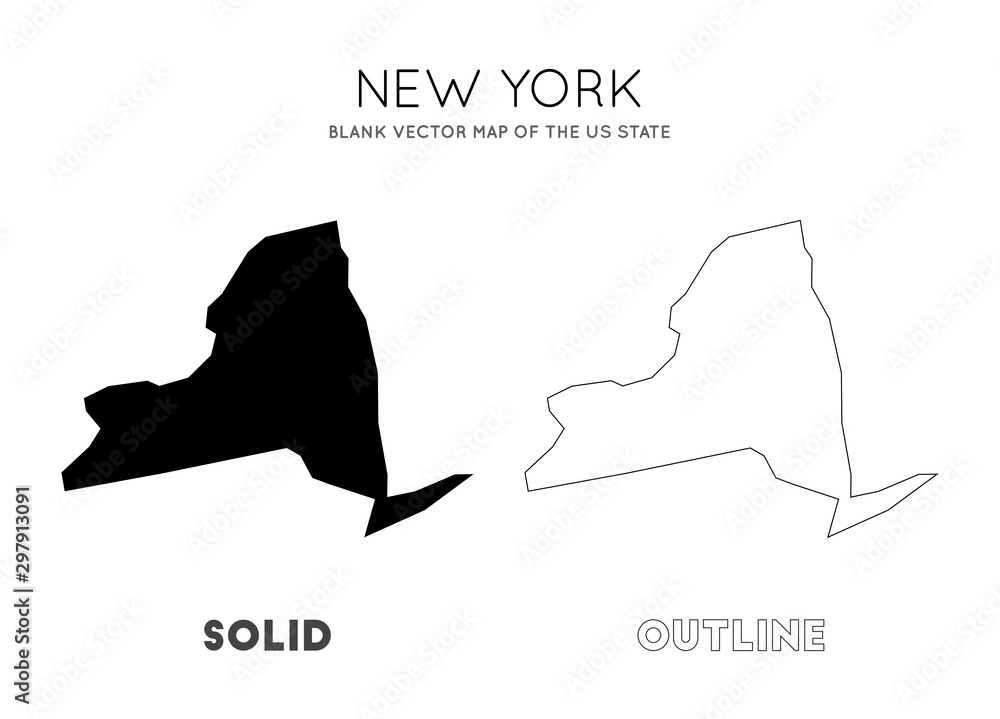 New York map. Blank vector map of the Us State. Borders of New York for ...