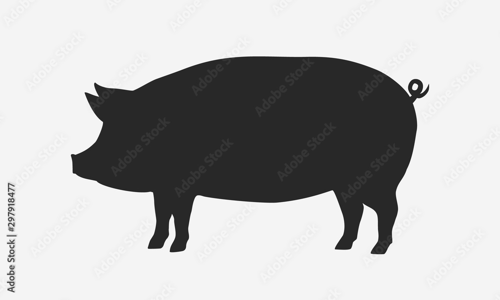 Vector pig silhouette. Pig silhouette icon isolated on white background ... Vector pig silhouette. Pig silhouette icon isolated on white background ...