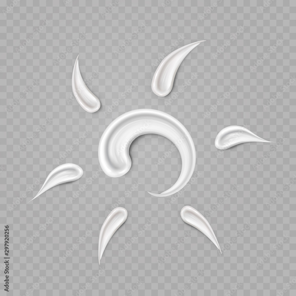 Sun hand drawn smear isolated on transparent background. Cream texture ...