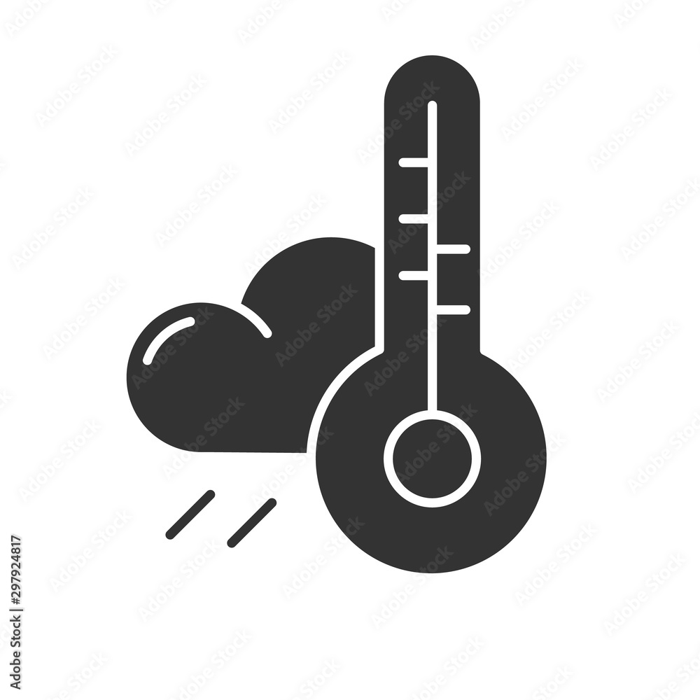 Weather forecast glyph icon. Meteorological observations. Atmospheric ...