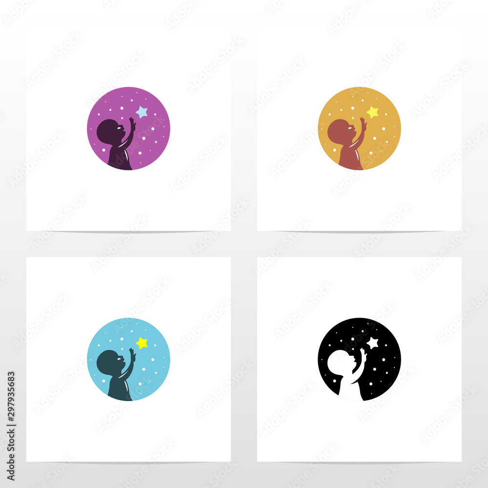 Child Reaching Star Logo Design Stock Vector | Adobe Stock