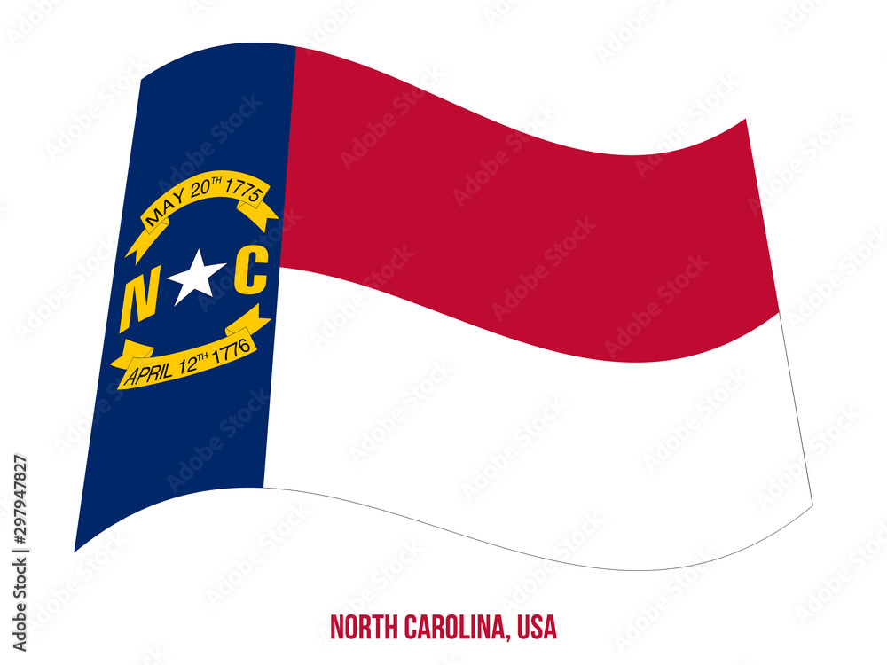 North Carolina Flag Waving Vector Illustration on White Background. USA ...