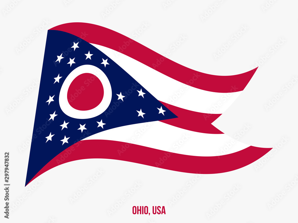 Ohio Flag Waving Vector Illustration on White Background. USA State ...