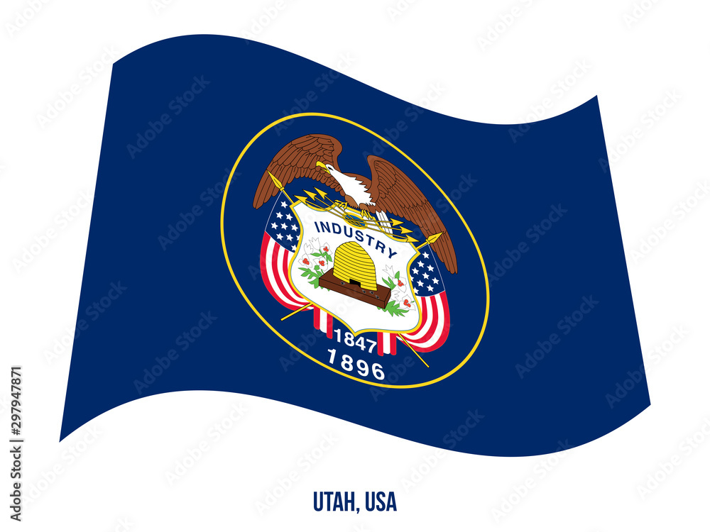 Utah Flag Waving Vector Illustration on White Background. USA State ...