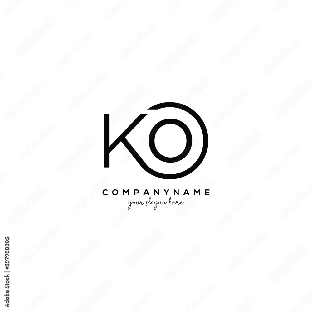 Initial Letter KO Logo With circle Template Vector. Stock Vector ...