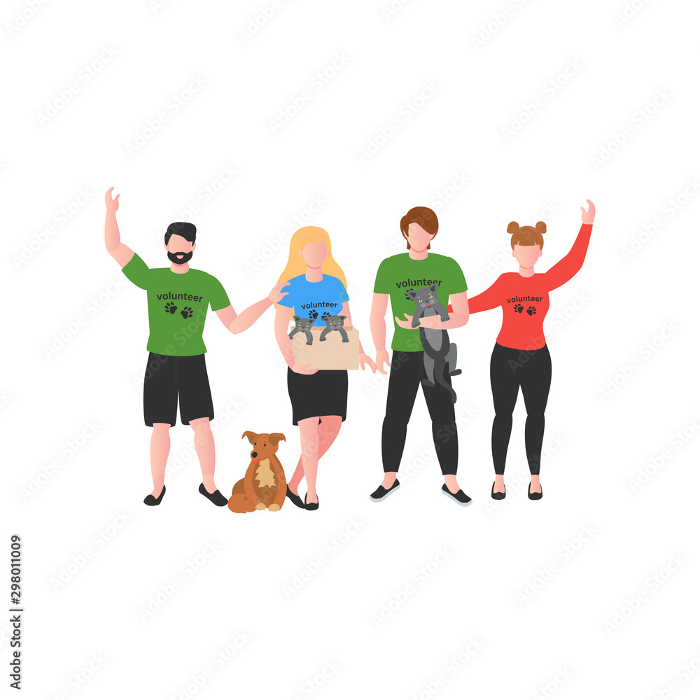 Volunteers concept. Vector illustration with Group of Volunteers ...