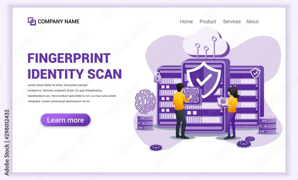Fingerprint recognition technology concept. A man and woman try access ...