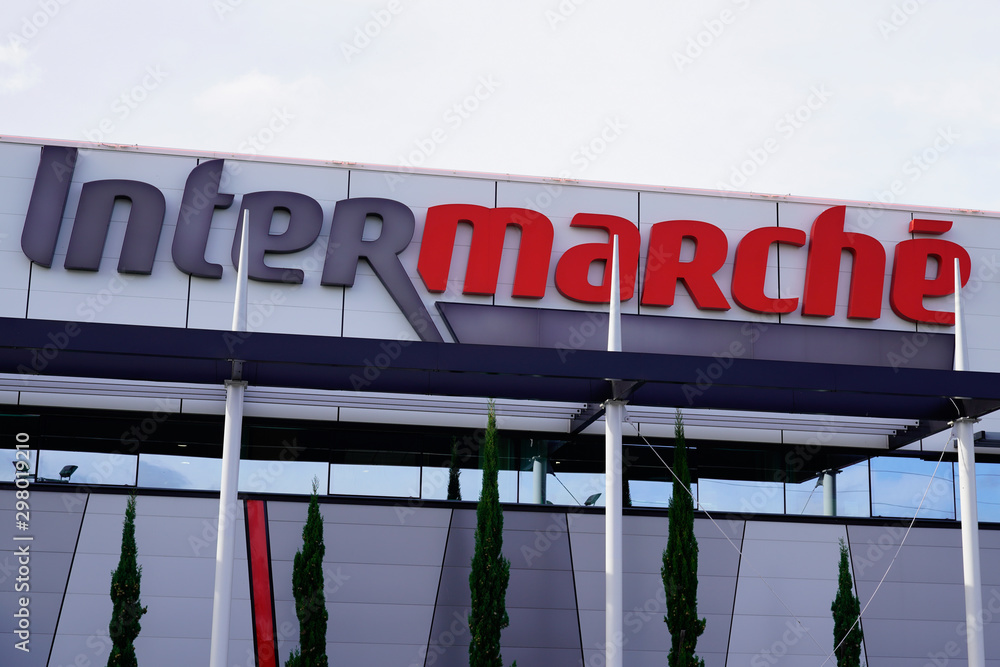 Facade logo shop Intermarche store sign Stock Photo | Adobe Stock