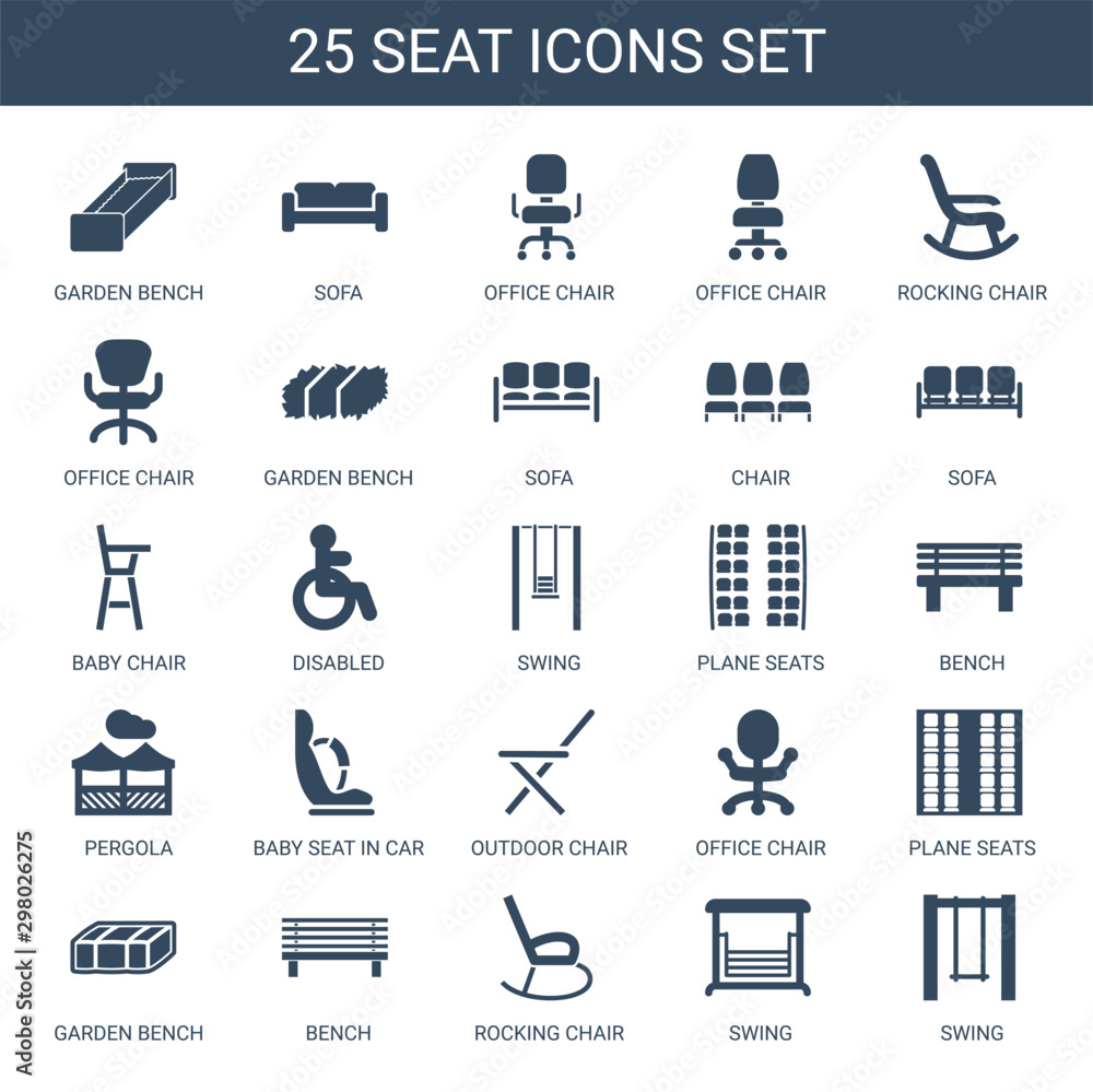 25 seat icons Stock Vector | Adobe Stock