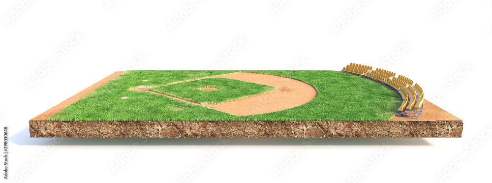 Sport concept. Baseball field on a piece of ground isolation on a white ...