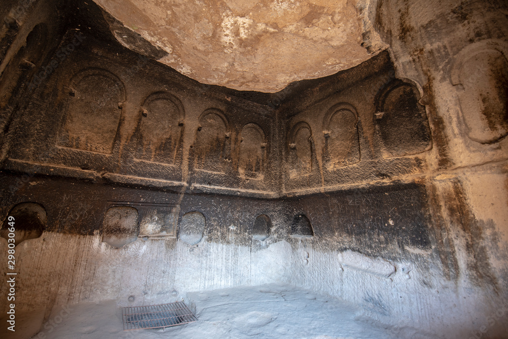 The paths inside Selime Cathedral. Selime Monastery in Cappadocia ...
