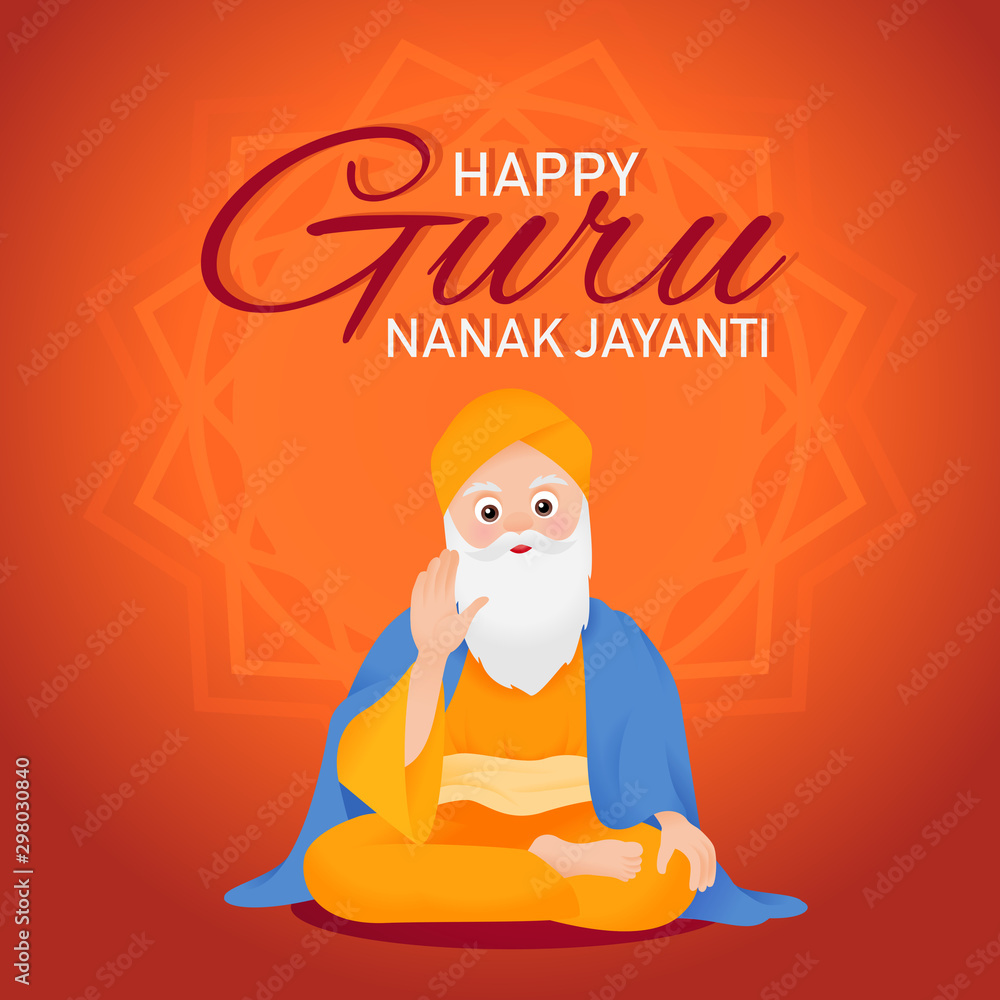Happy Gurpurab festival card, Guru Nanak Jayanti vector poster ...