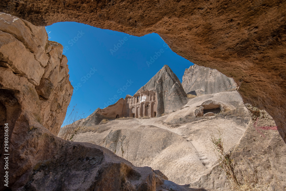 The paths inside Selime Cathedral. Selime Monastery in Cappadocia ...
