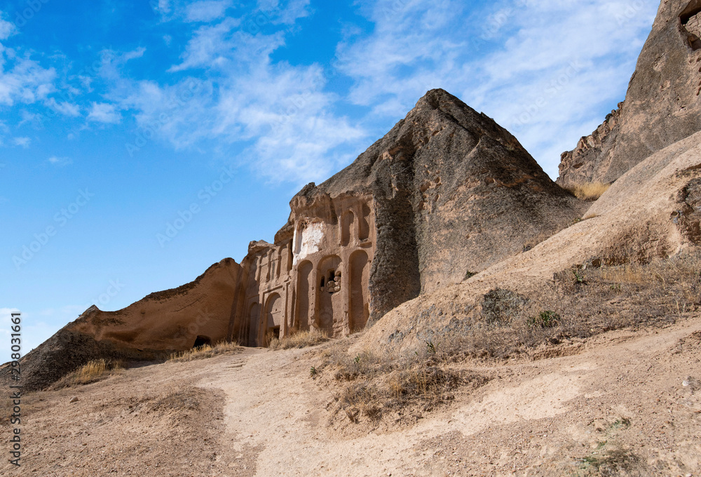 The paths inside Selime Cathedral. Selime Monastery in Cappadocia ...