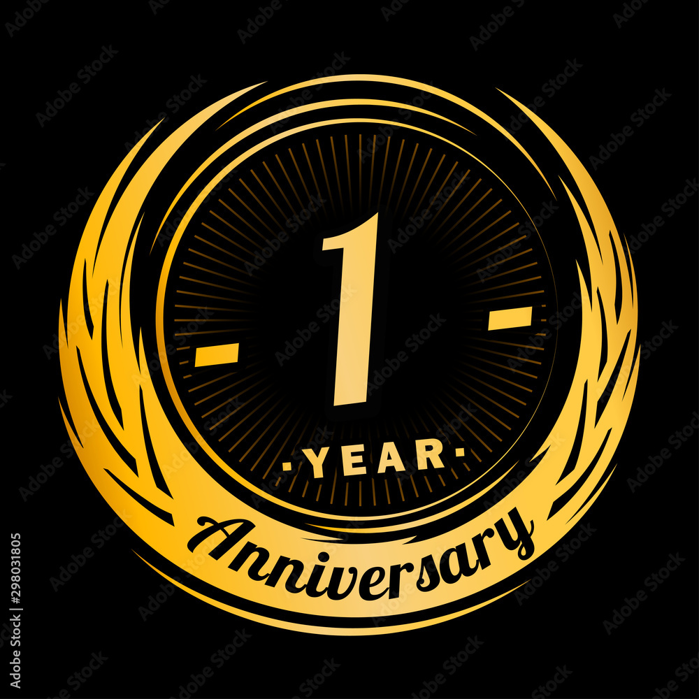 1 year anniversary. Anniversary logo design. One year logo. Stock ...