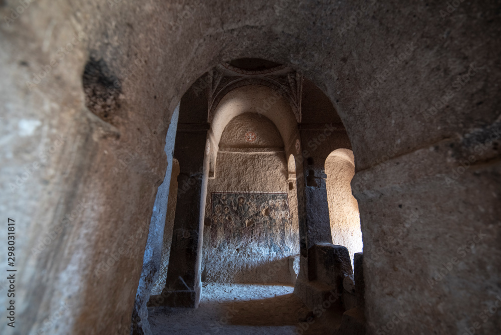 The paths inside Selime Cathedral. Selime Monastery in Cappadocia ...