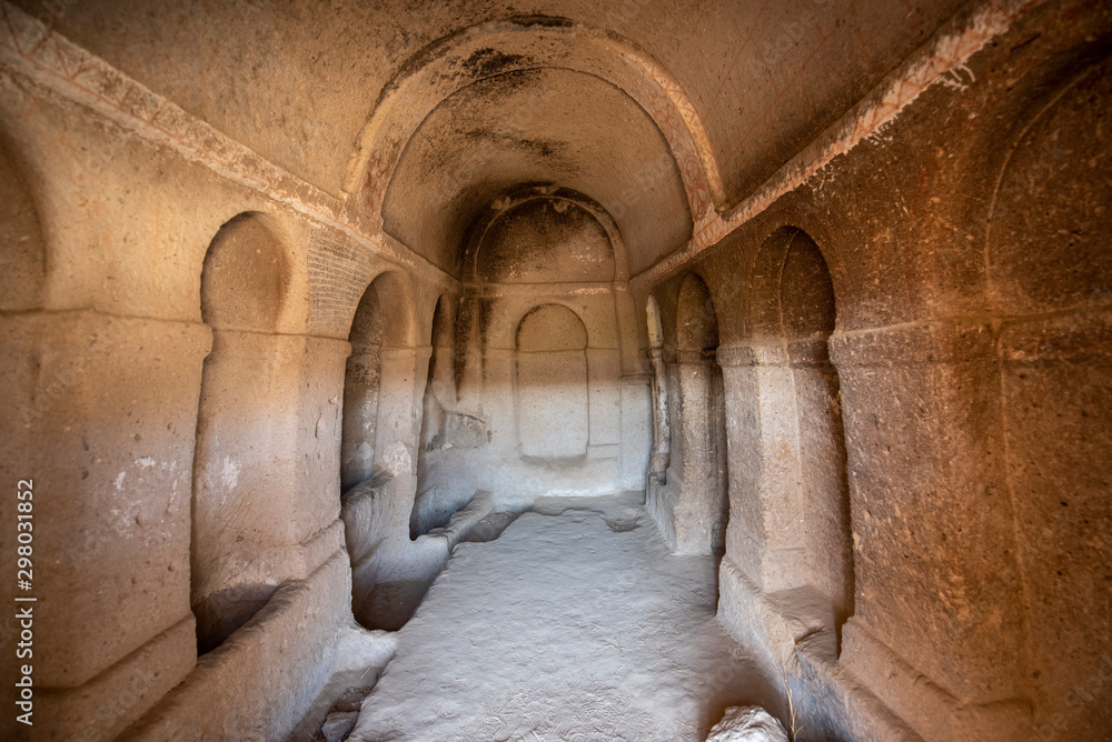 The paths inside Selime Cathedral. Selime Monastery in Cappadocia ...