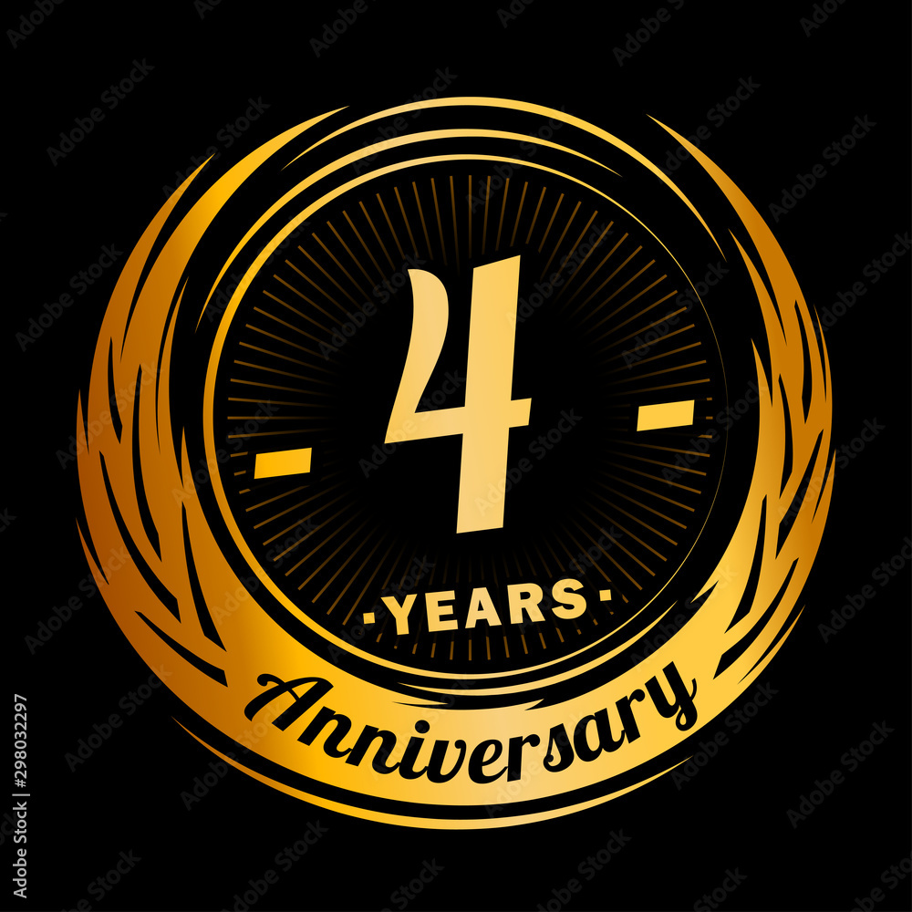 4 years anniversary. Anniversary logo design. Four years logo. Stock ...