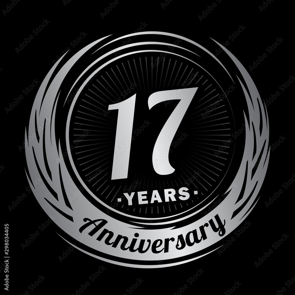 17 years anniversary. Anniversary logo design. Seventeen years logo ...