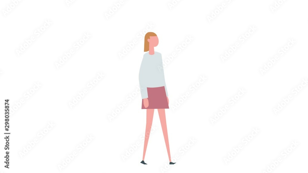 Flat cartoon colorful woman character animation. Girl walk cycle ...