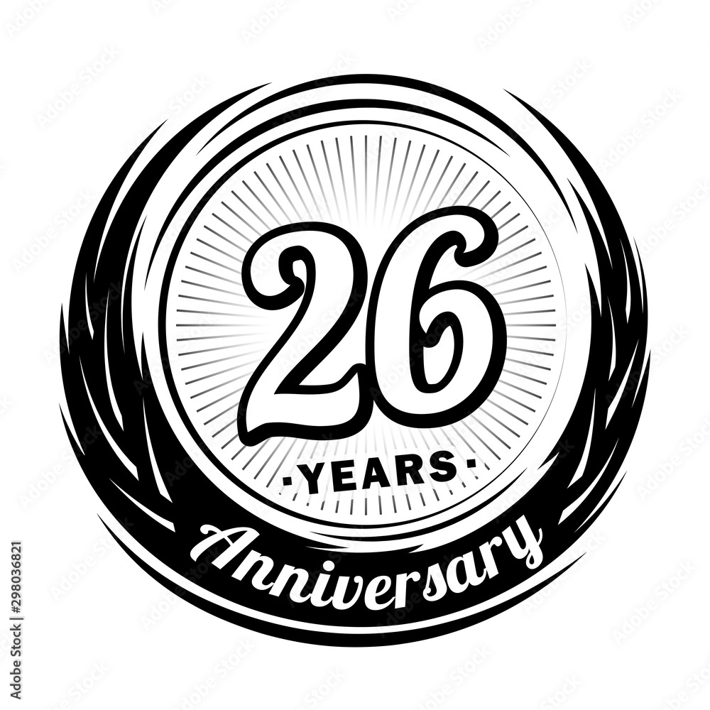 26 years anniversary. Anniversary logo design. Twenty-six years logo ...