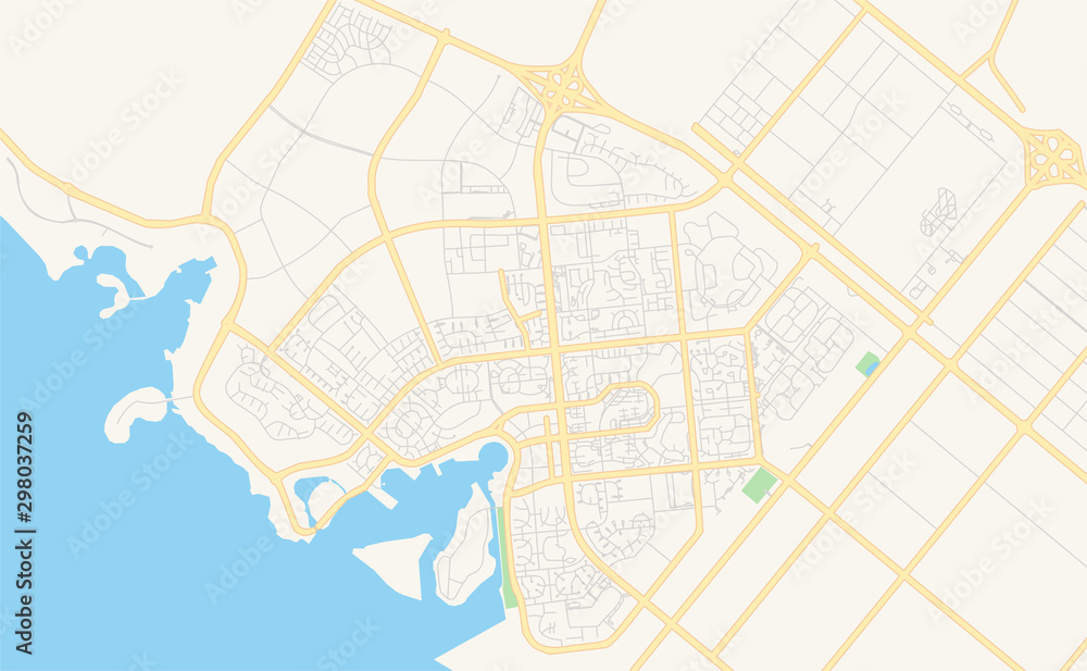 Printable street map of Yanbu, Saudi Arabia Stock Vector | Adobe Stock