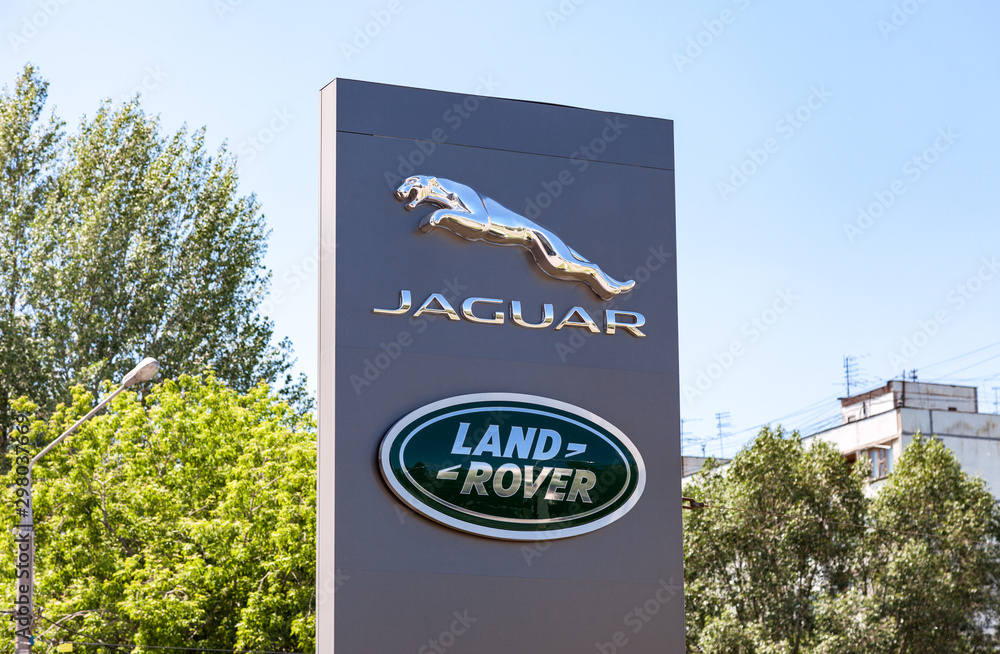 Jaguar Land Rover dealership sign Stock Photo | Adobe Stock