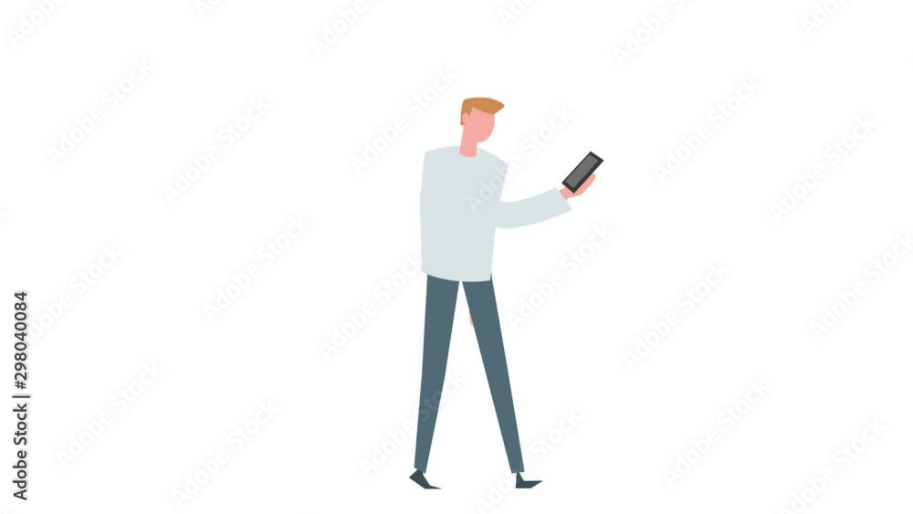 Flat cartoon colorful man character animation. Male walk cycle with ...