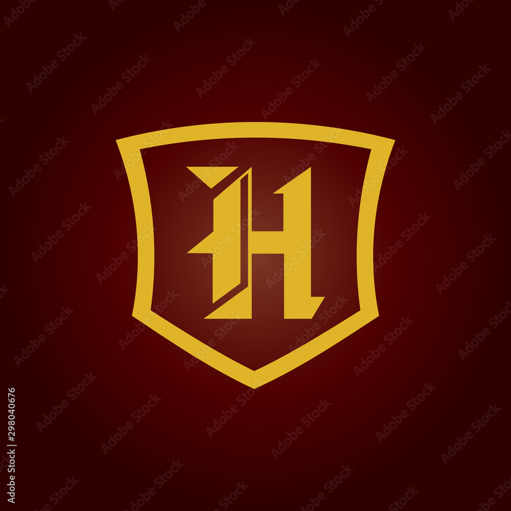 shield lettering h logo luxury Stock Vector | Adobe Stock