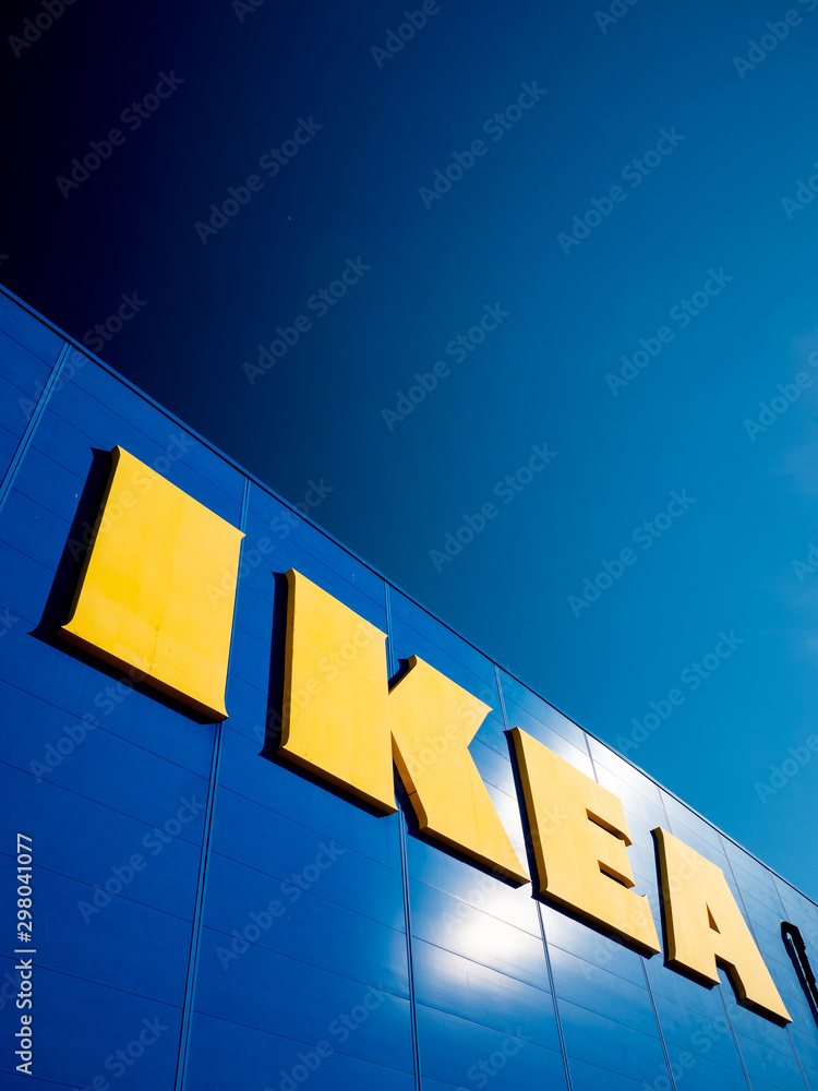 Ikea Branding. The iconic yellow and blue logo on the Tottenham Ikea ...