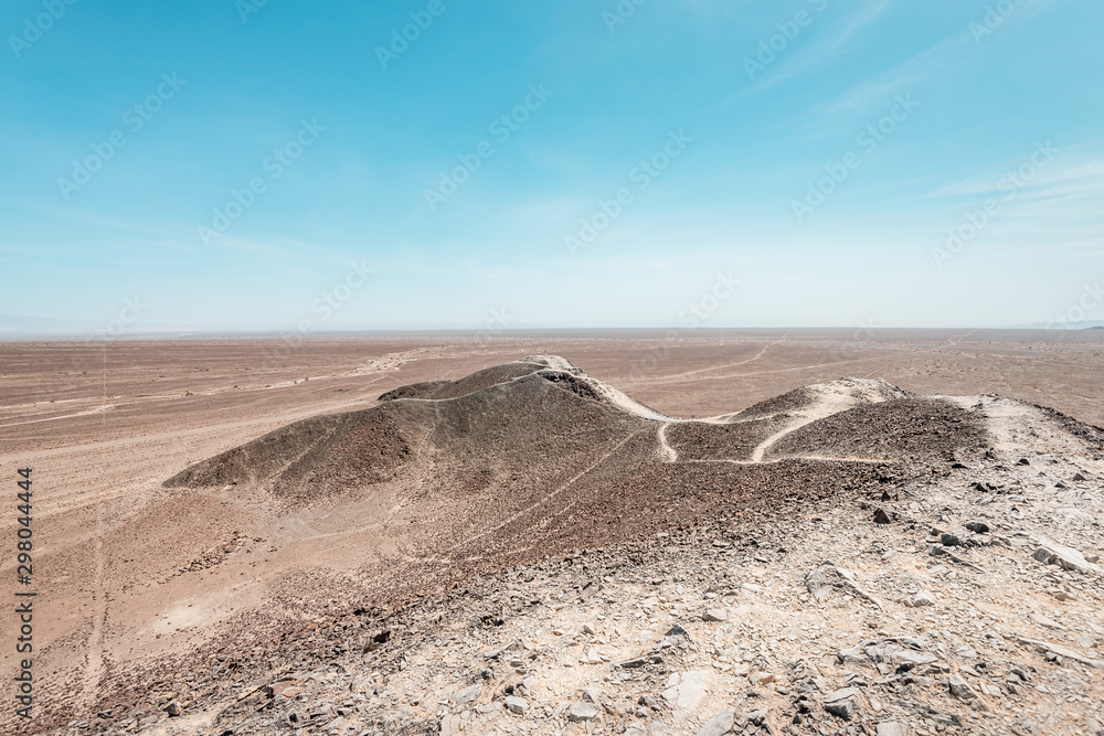 Nazca Lines in the desert of Peru, mystical signs geoglyphs in the sand ...