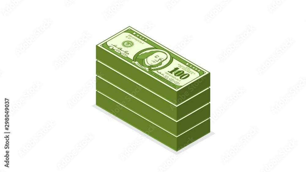 Money Stacks. Isometric loop animation on white background. 4K ...