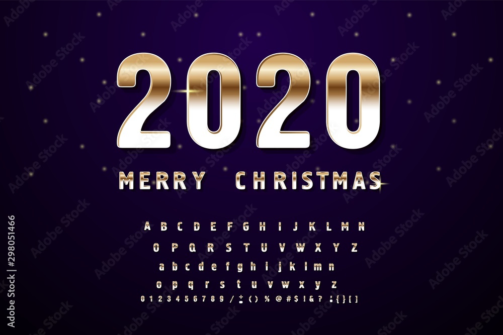 Golden Beveled Font. Vector Alphabet. Gold effect letters, numbers and ...