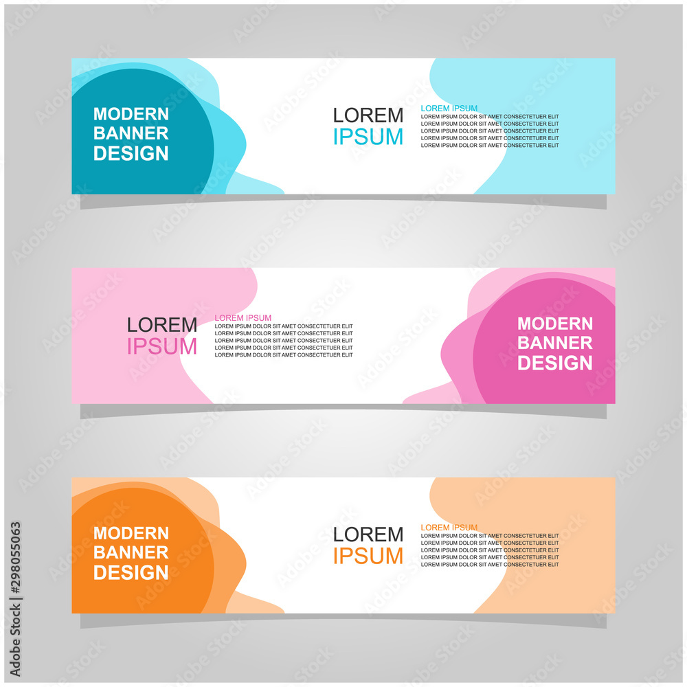 Vector abstract banner design web template set of 3. Abstract geometric ...