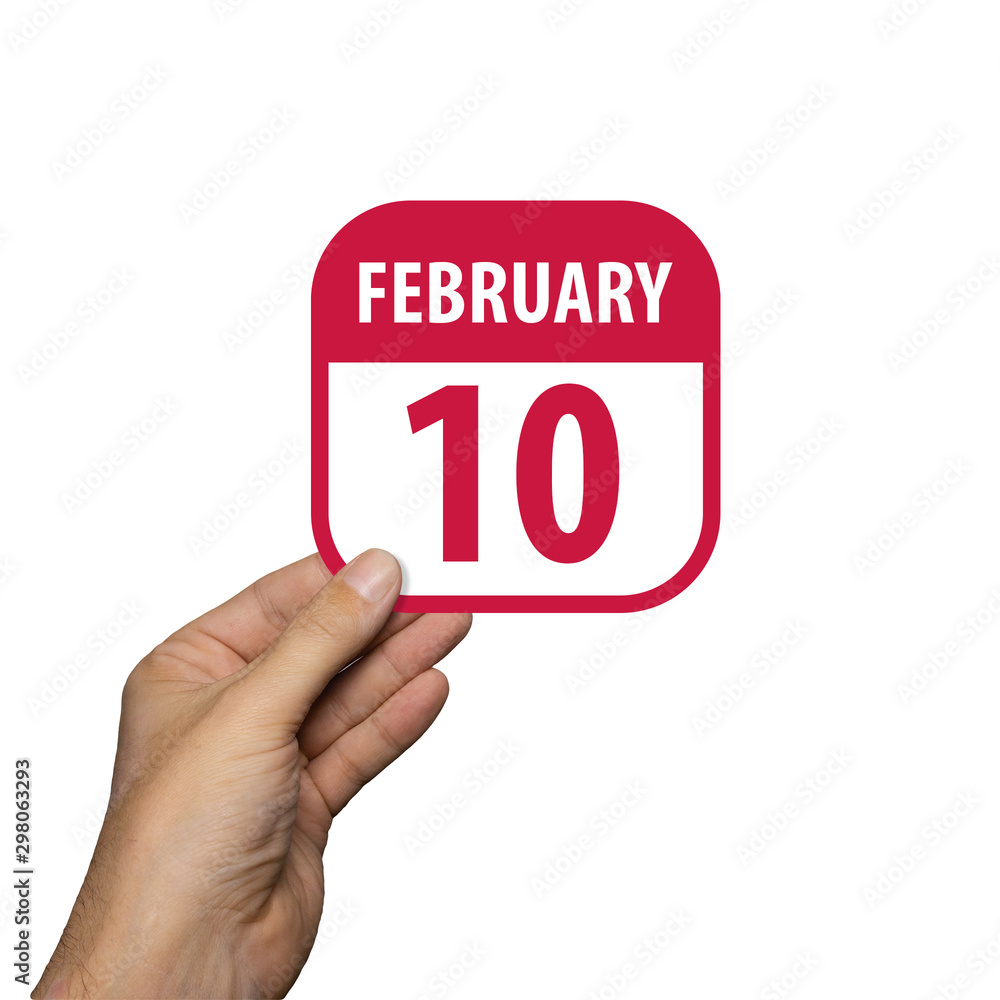 february 10th. Day 10 of month,hand hold simple calendar icon with date ...