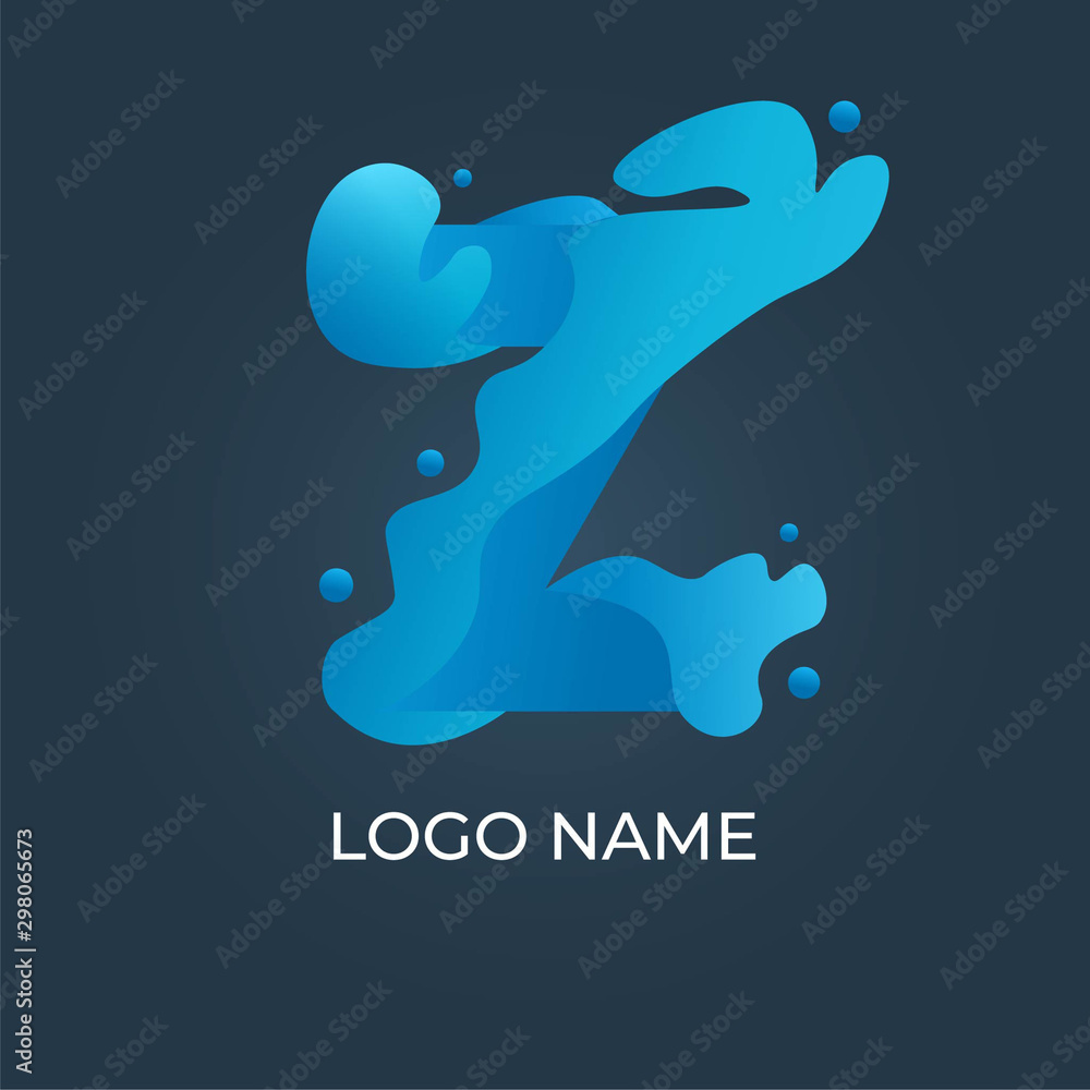 Letter Z liquid water logo isolated. Alphabet vector image Stock Vector ...