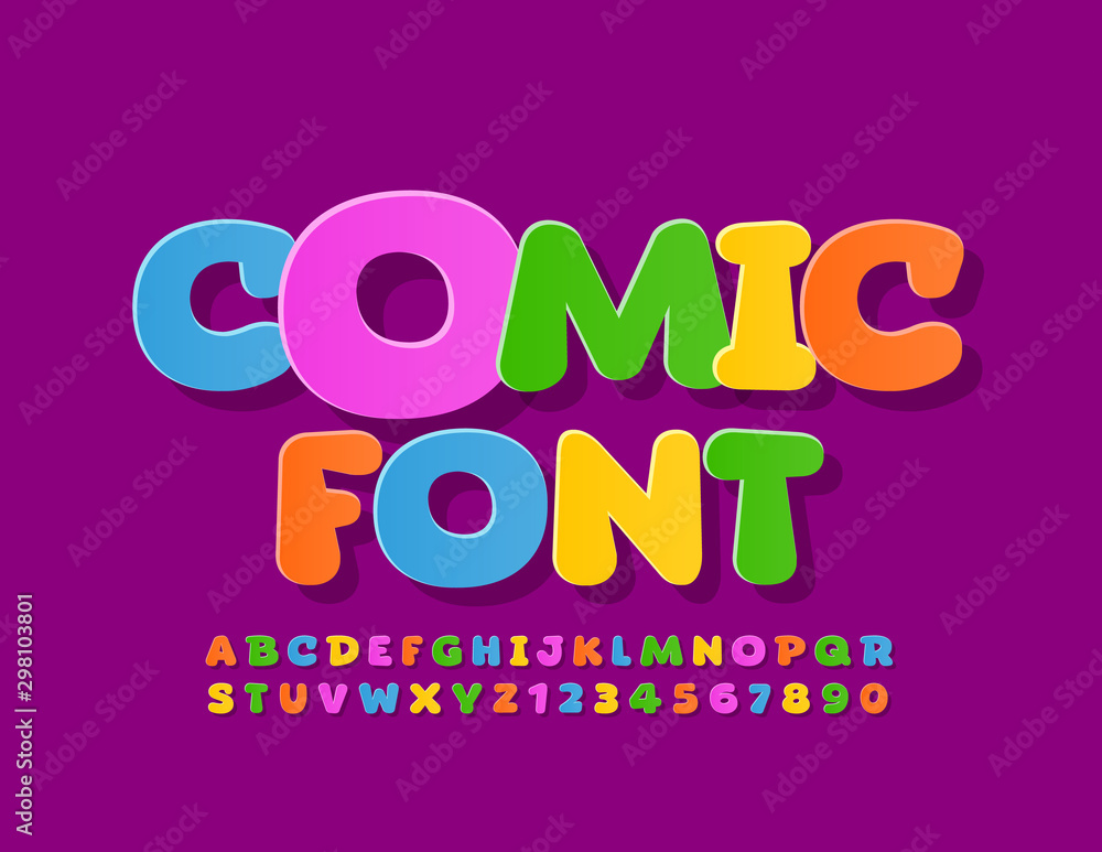 Vector Comic Font. Colorful Uppercase Alphabet. Bright Letters and ...