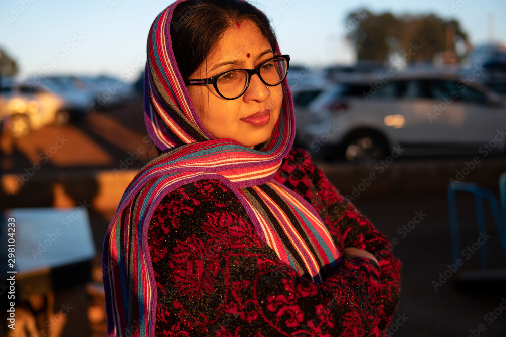 Beautiful woman wearing woolen clothes Stock Photo | Adobe Stock