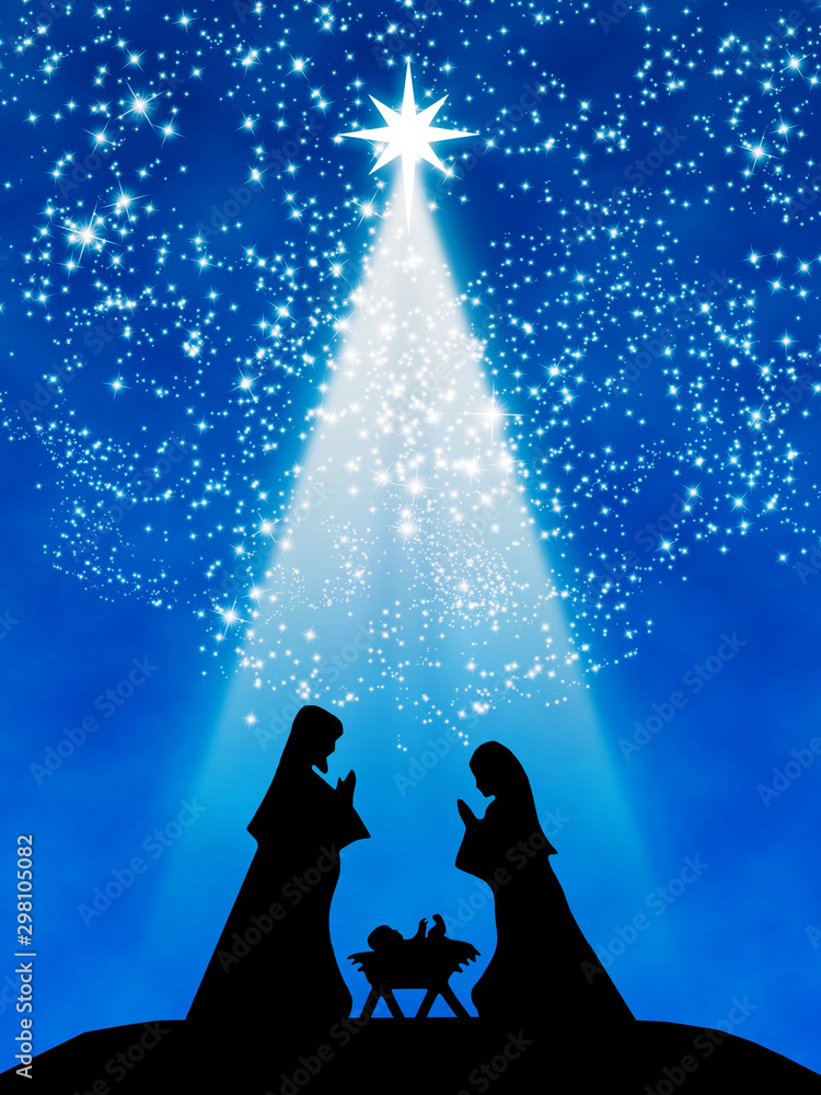 Blue Christmas Background Nativity