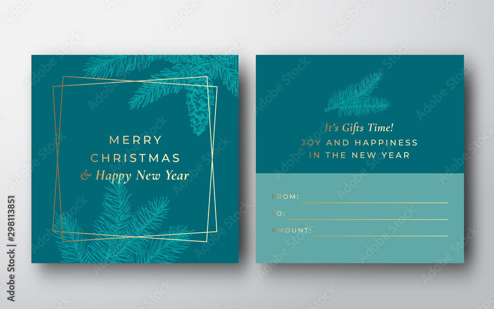 Merry Christmas Abstract Vector Greeting Gift Card Background. Back and ...