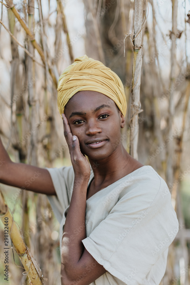 Portraits of a African woman at nature Stock Photo | Adobe Stock