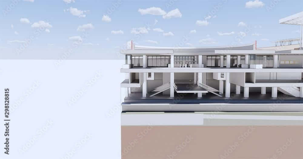Сross-section view of BIM model of the metro station and transport hub ...