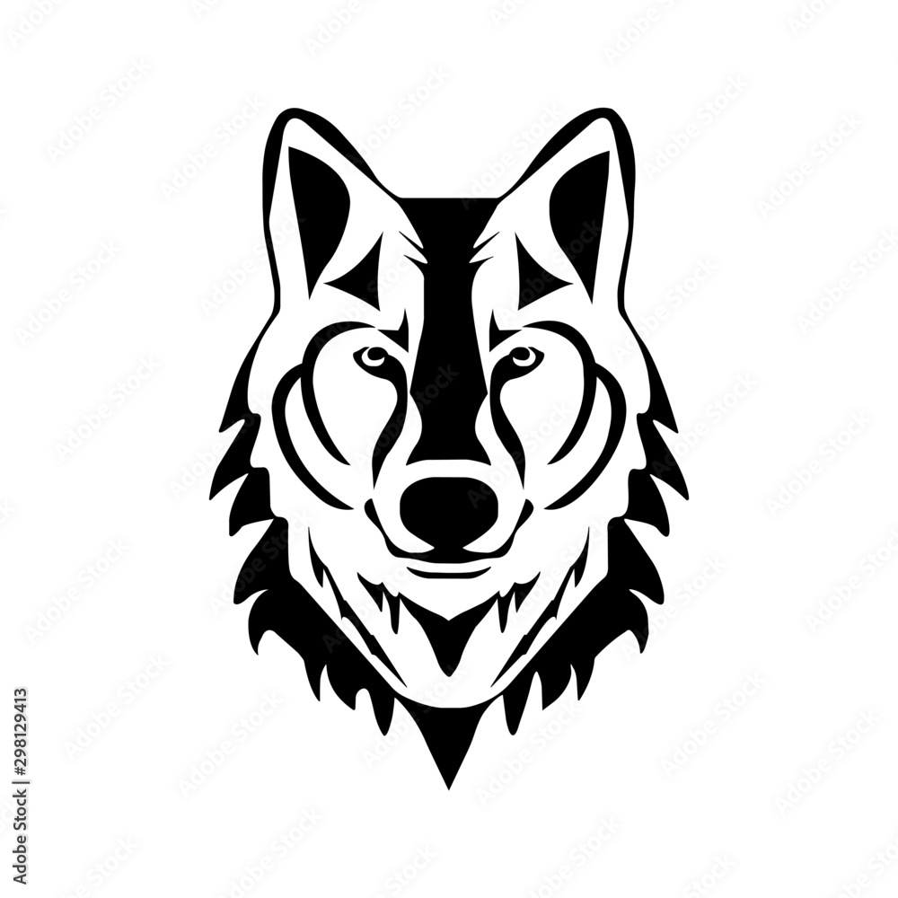 vector illustration of black wolf on a white background Stock Vector ...