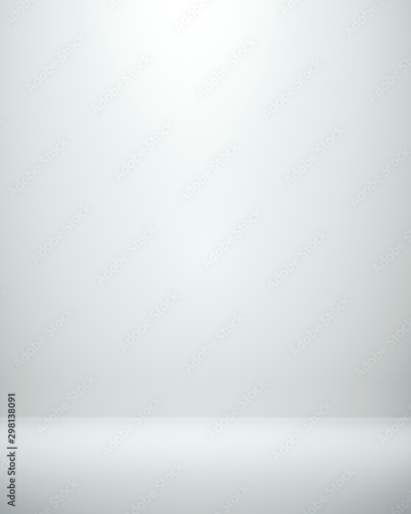 3D Illustration. White seamless studio gradient background for product ...